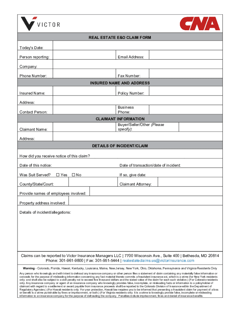 Fillable Online Claims Form (word version) Fax Email Print - pdfFiller