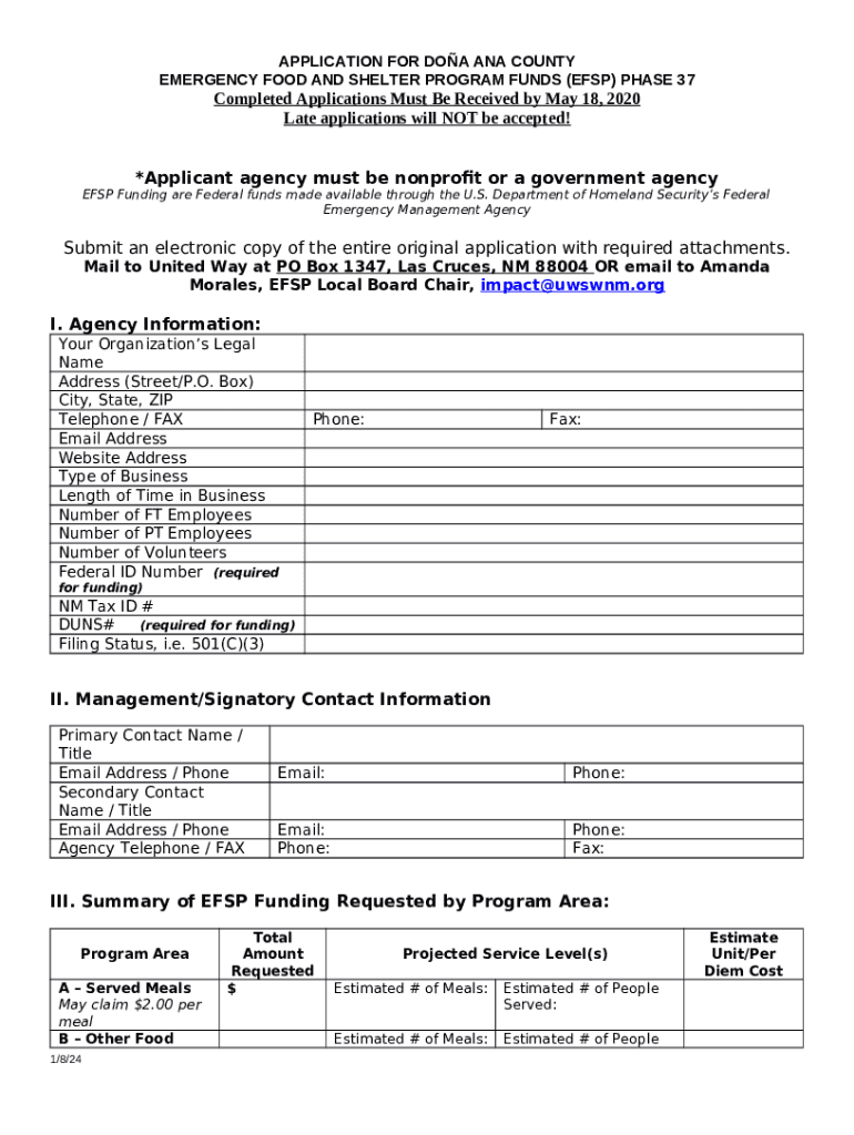 emergency food and shelter program funds (efsp) phase 37 Doc Template ...