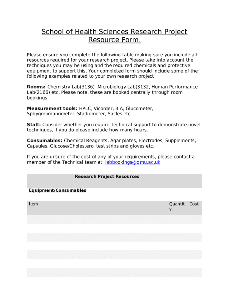 School of Health Sciences Research Project Resource . Doc Template ...