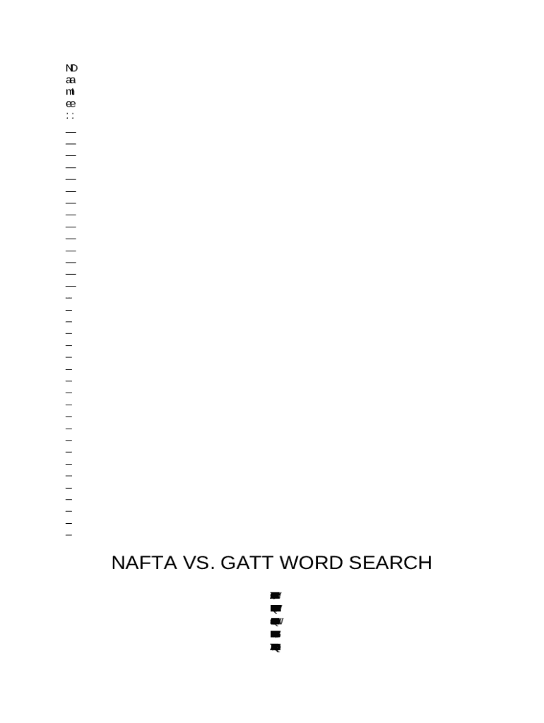 NAFTA VS. GATT WORD SEARCH Doc Template | pdfFiller