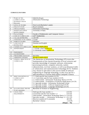 FOR CURRICULUM Doc Template | pdfFiller