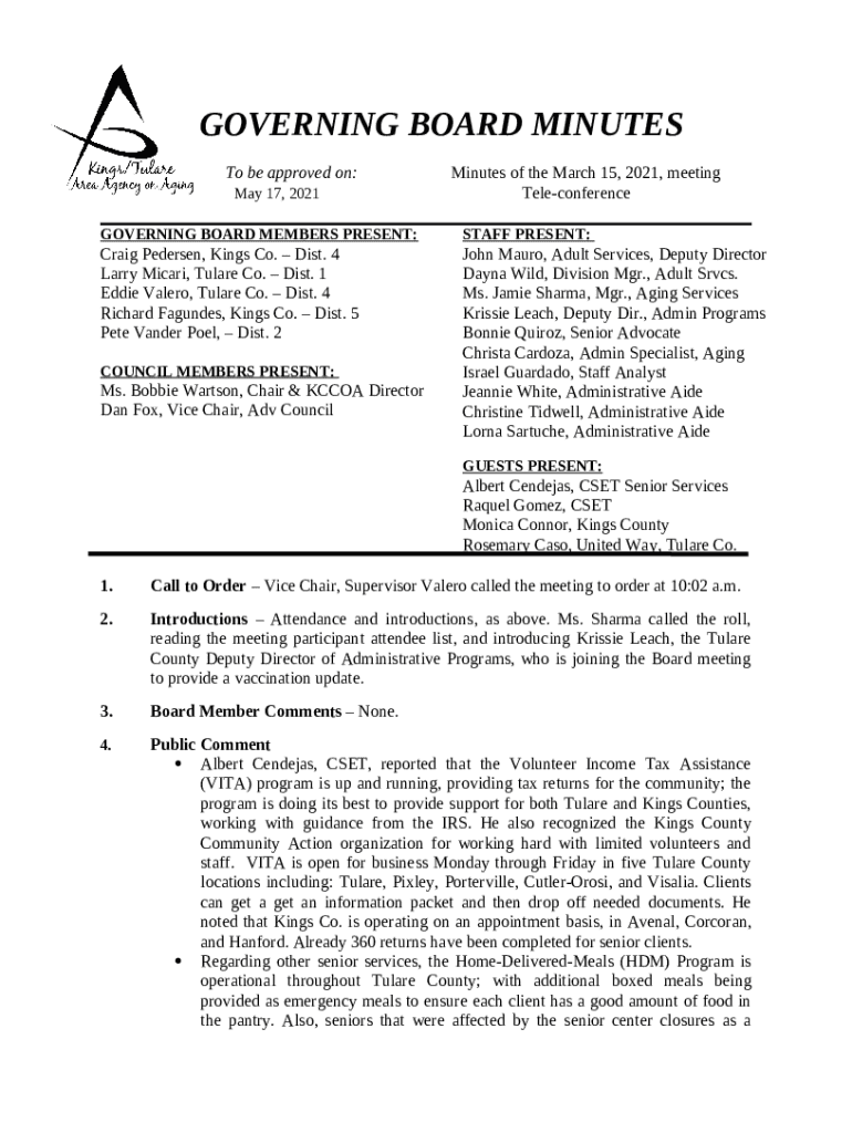 Governing Board - KTAAA Doc Template | pdfFiller