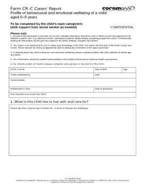 Coram BAAF CR-C (2018)Carers Report for child aged 0-9 years Doc ...