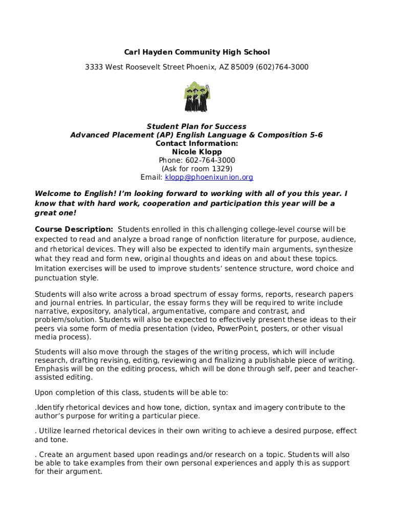 Carl Hayden High School, 3333 W Roosevelt St, Phoenix ... Doc Template | pdfFiller