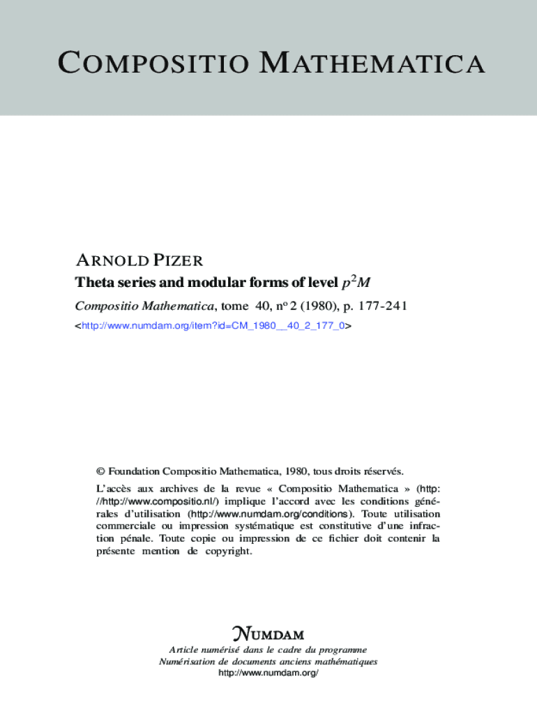 Fillable Online Theta Series And Modular Forms Of Level P2mfoundation