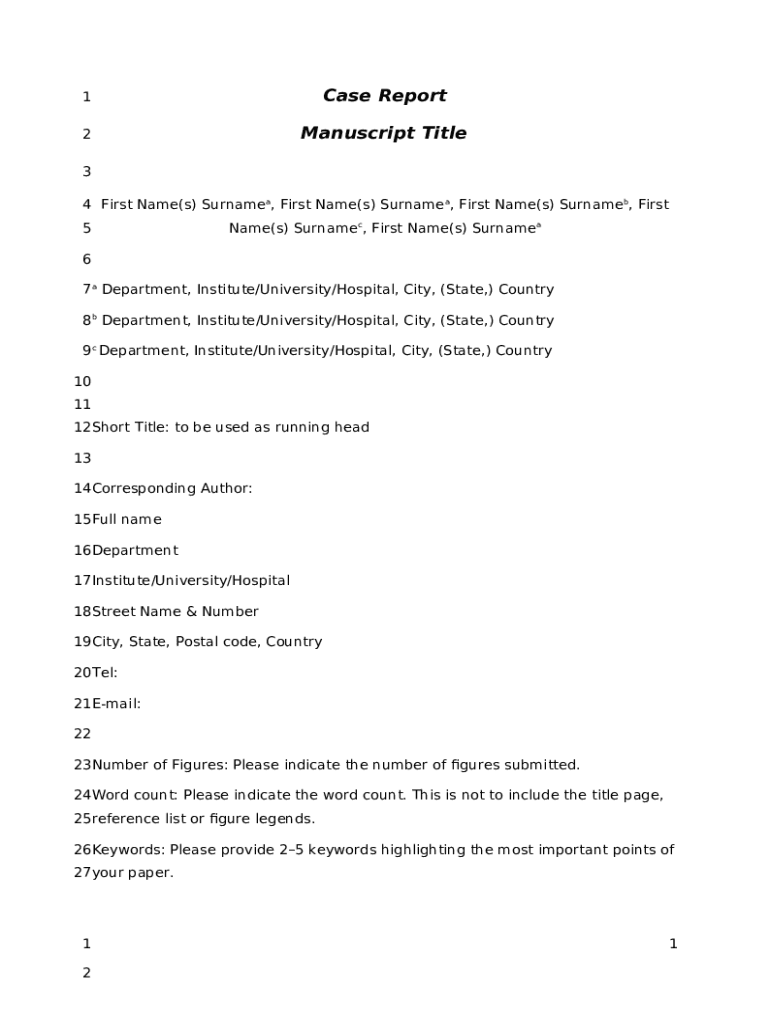 Spotlight on how to Structure a Case Report - PMC Doc Template | pdfFiller