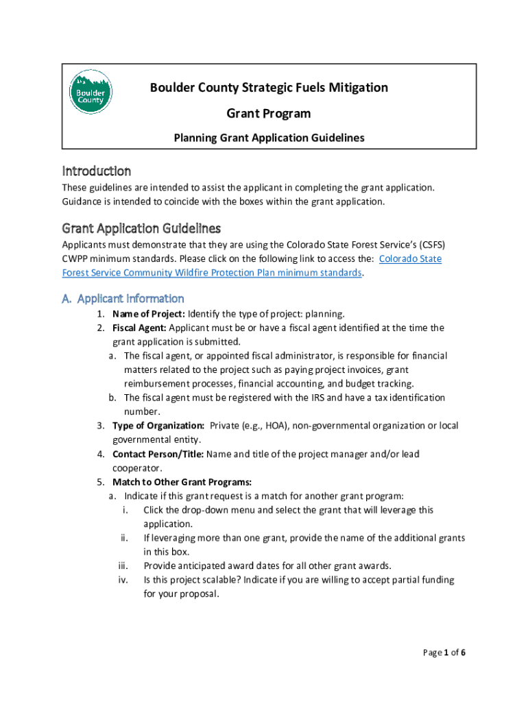 Fillable Online Planning Grant Application Guidelines Fax Email Print ...