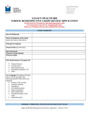 legacy health irb b: retrospective chart review ... Doc Template ...