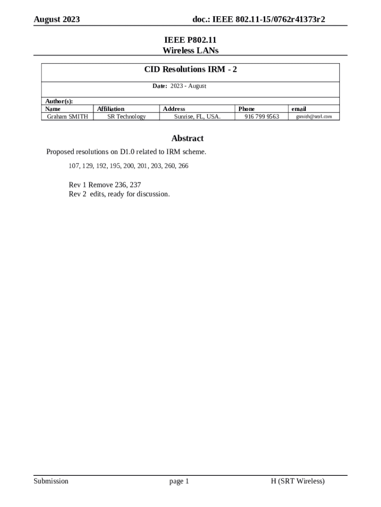 High Efficiency WLAN (HEW) - mentor ieee Doc Template | pdfFiller