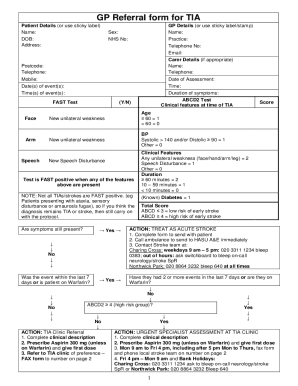 Fillable Online Fillable Online A&E Referral form for TIA - imperial ...