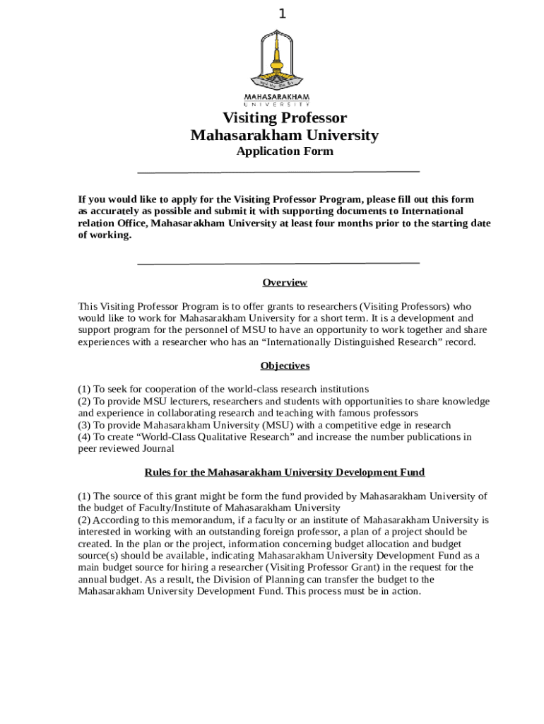 Application--Visiting-Professor-1. ... Doc Template | pdfFiller