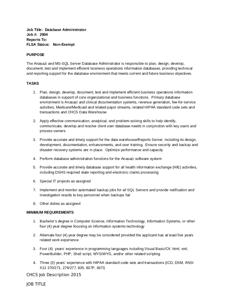 What Isare Possible Entry Level Jobs For Database Doc Template Pdffiller 