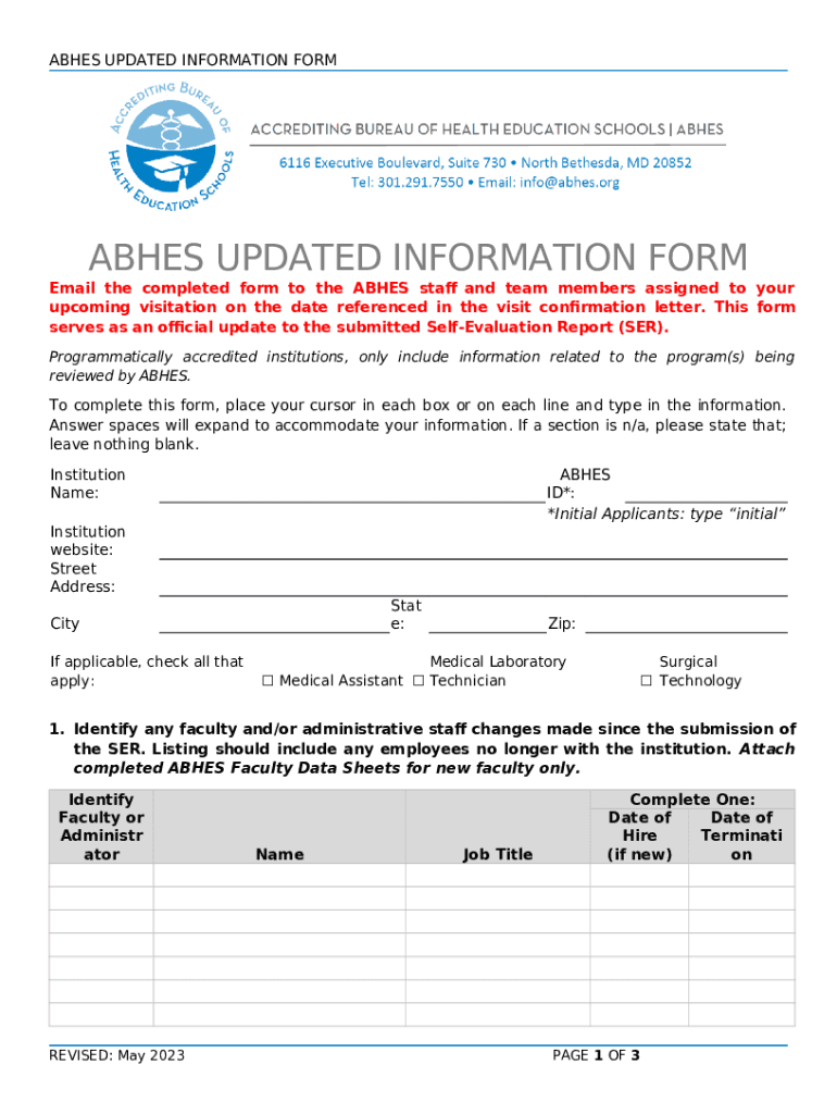 Accrediting Bureau of Health Education Schools ( ... Doc Template | pdfFiller