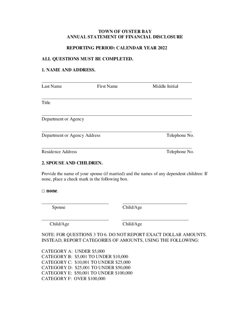 Fillable Online 2022 Annual Statement of Financial Disclosure Fax Email Print - pdfFiller