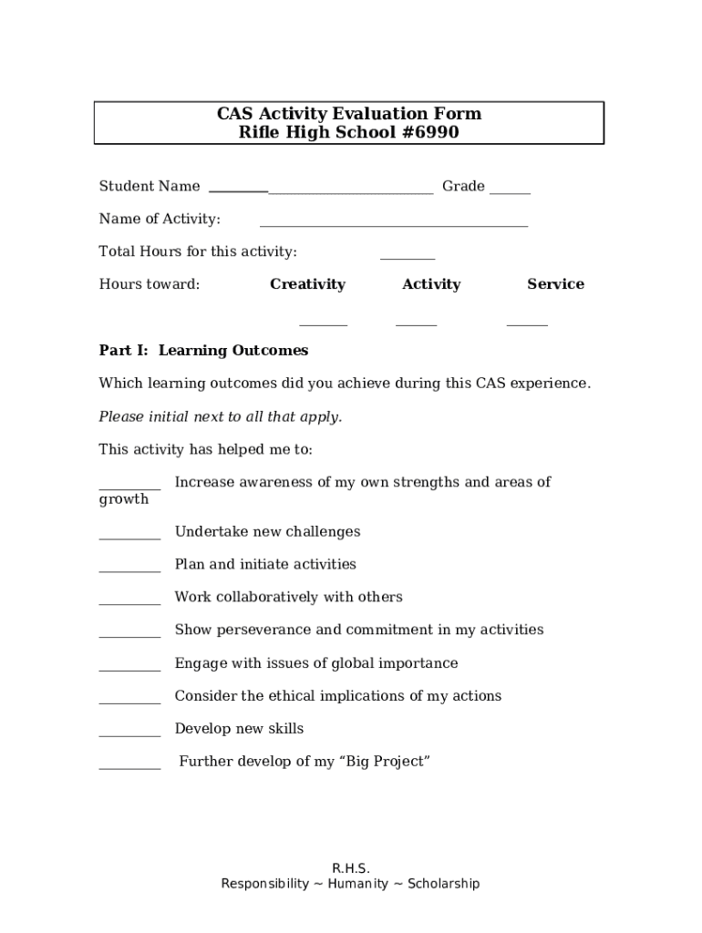 CAS Activity/Project Supervisor Evaluation Doc Template | pdfFiller
