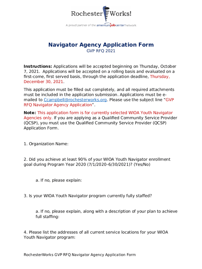 Navigator Agency Application Doc Template | pdfFiller