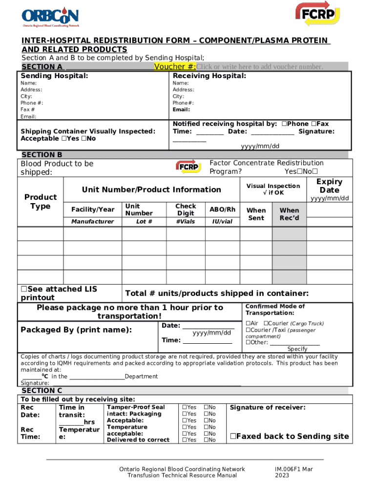 IM.006F1 Inter-hospital Redistribution Doc Template | pdfFiller