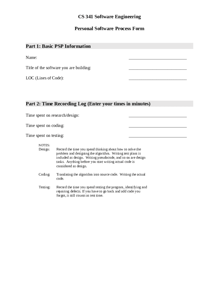 The Personal Software Process (PSP) Body of Knowledge, ... Doc Template | pdfFiller