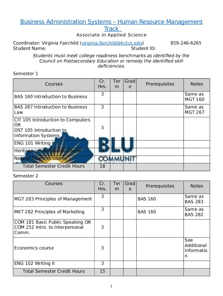 AAS Human Resource Management Doc Template | pdfFiller