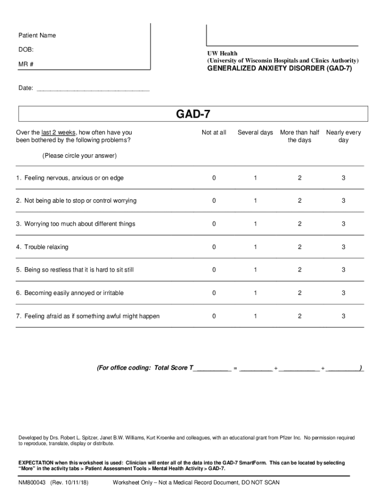 Fillable Online generalized anxiety disorder worksheet pdf Fax Email ...