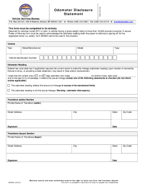 Fillable Online Odometer Disclosure Statement MV90A Fax Email Print ...