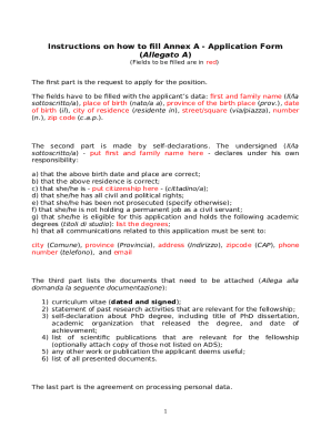 Instructions on how to fill Annex A - Application ( ... Doc Template ...