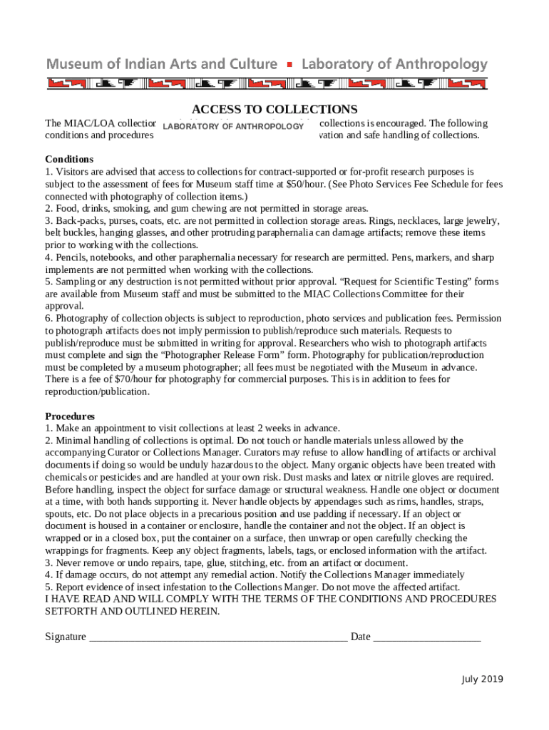 Sample: Access to Collections Doc Template | pdfFiller