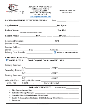 Request an Appointment: Pain Management Center Doc Template | pdfFiller