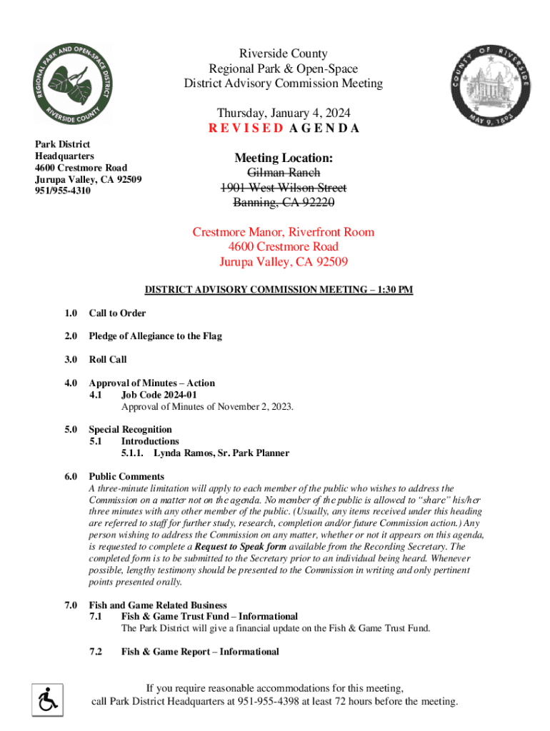 Fillable Online Riverside County Regional Park & Open Space District ...