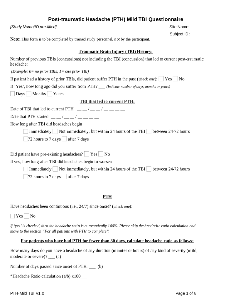 Migraine Diagnosis Questionnaire. CRF Doc Template | pdfFiller