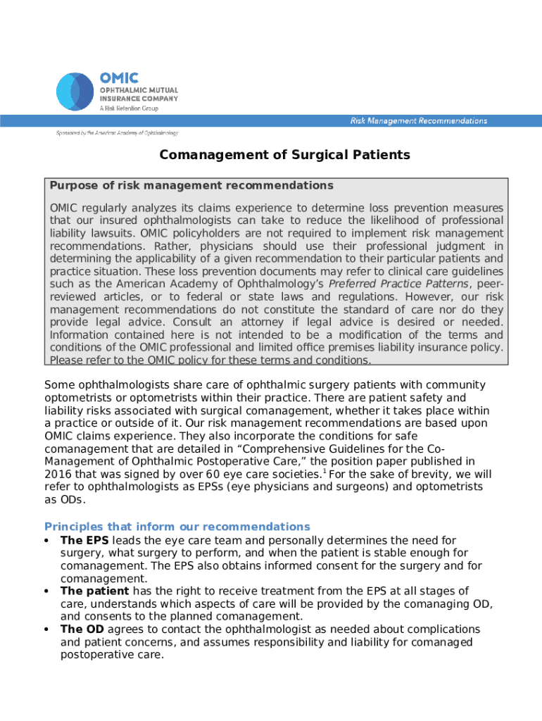 Patient outcomes with co-managed post-operative care ... Doc Template ...