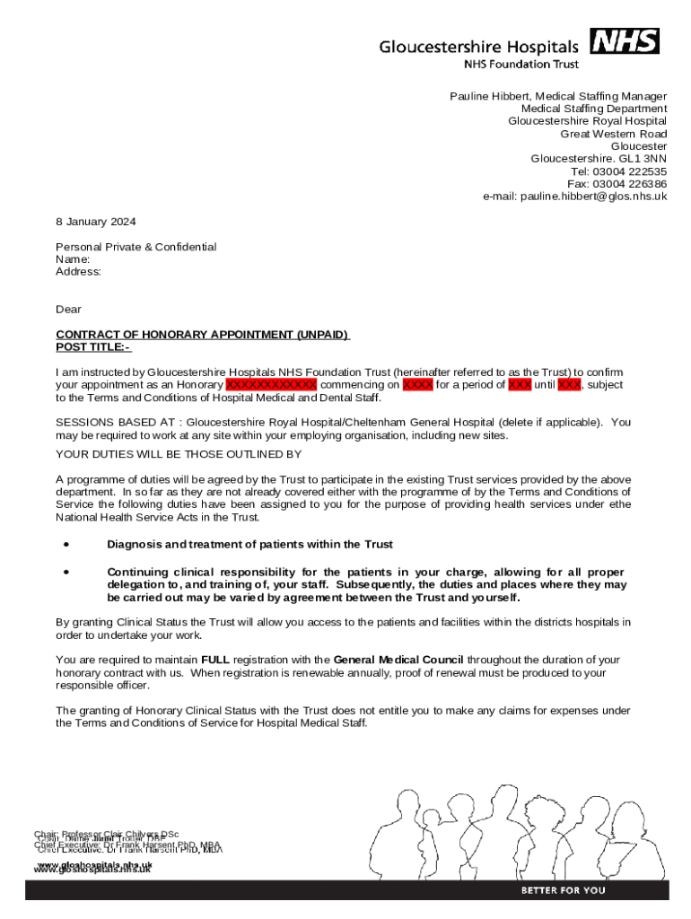 Sample Honorary Contract - primarycare severndeanery nhs Doc Template | pdfFiller