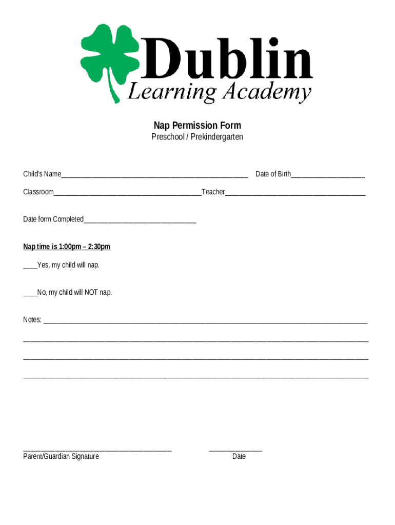 Nap Permission Doc Template | pdfFiller