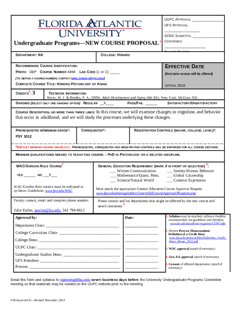 Online fau UGPC APPROVAL UFS ... Doc Template | pdfFiller