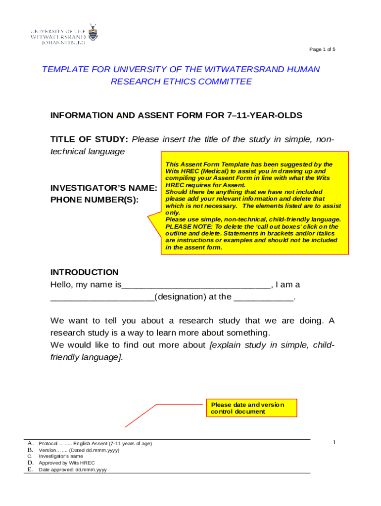 template for University of the Witwatersrand human research ethics committee Doc Template ...