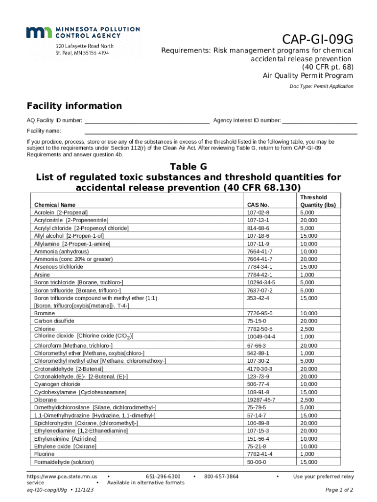 CAP-GI-09G Requirements. used for determining whether a facility ...