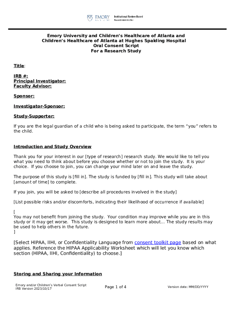 Institutional Review Board (IRB) s - irb emory Doc Template | pdfFiller