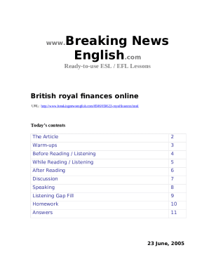 Breaking News English ESL Lesson Plan on Royal Family Doc Template ...