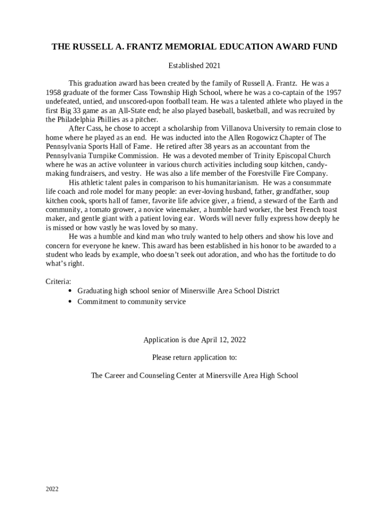 Obituary for Russell A. Frantz Doc Template | pdfFiller