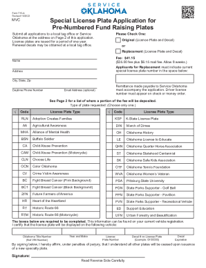 Fillable Online OK License Plate Order Form Fax Email Print - pdfFiller