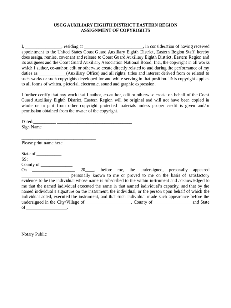 Assignment of Copyrights Doc Template | pdfFiller