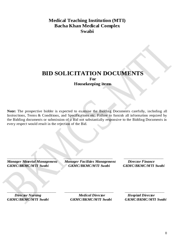 Standard Bidding Document: Large Works without Pre- ... Doc Template | pdfFiller