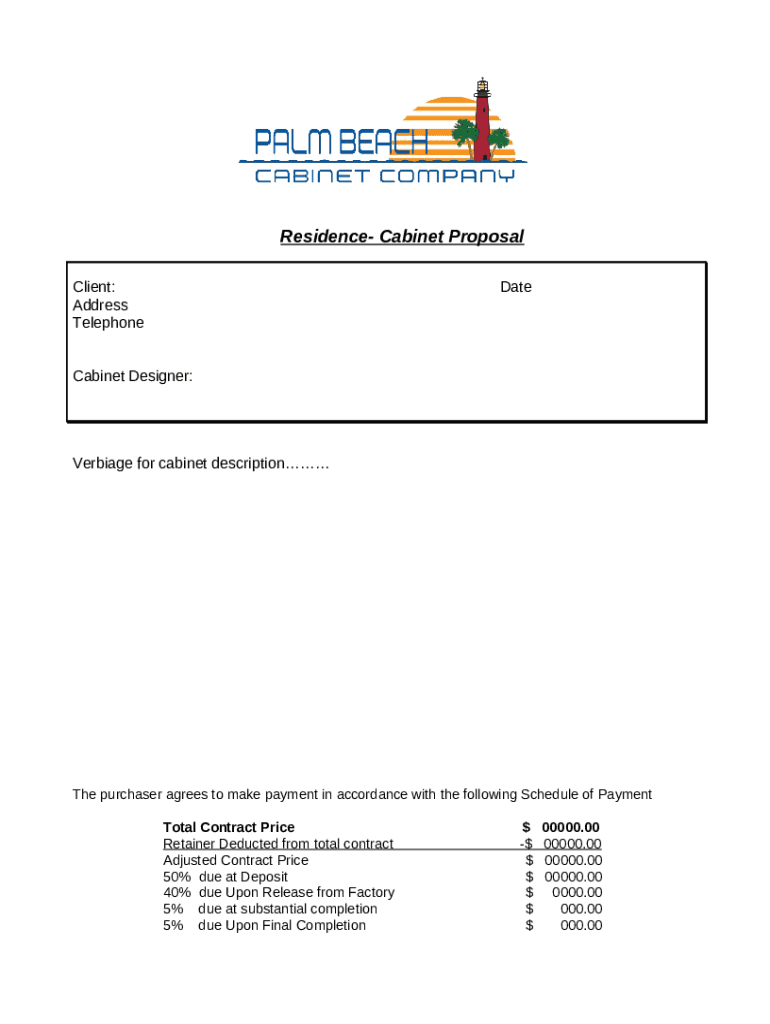 Residence- Cabinet Proposal Doc Template | pdfFiller