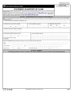 Fillable Online Omb Approval No 2900 0075 - Va Forms Fax Email Print ...