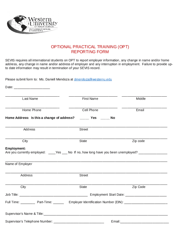 OPT Reporting Requirements - International Student Services Doc ...