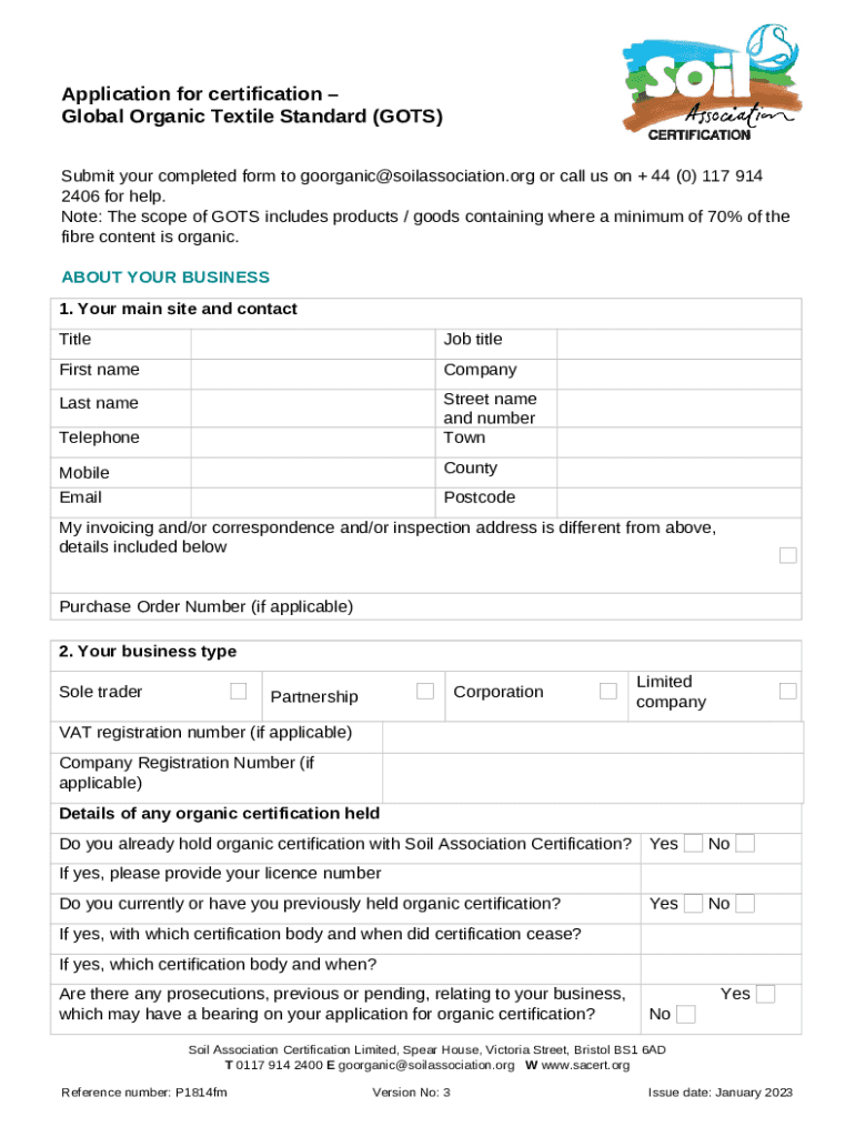 Application - Global Organic Textile Standard (GOTS) Doc Template ...