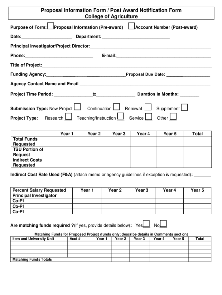 Fillable Online Request for Pre-Award Account Procedure and Form Fax ...