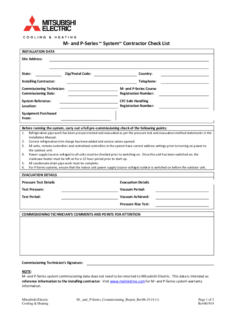 Fillable Online System Contractor Check List (Commissioning Report) Fax Email Print - pdfFiller