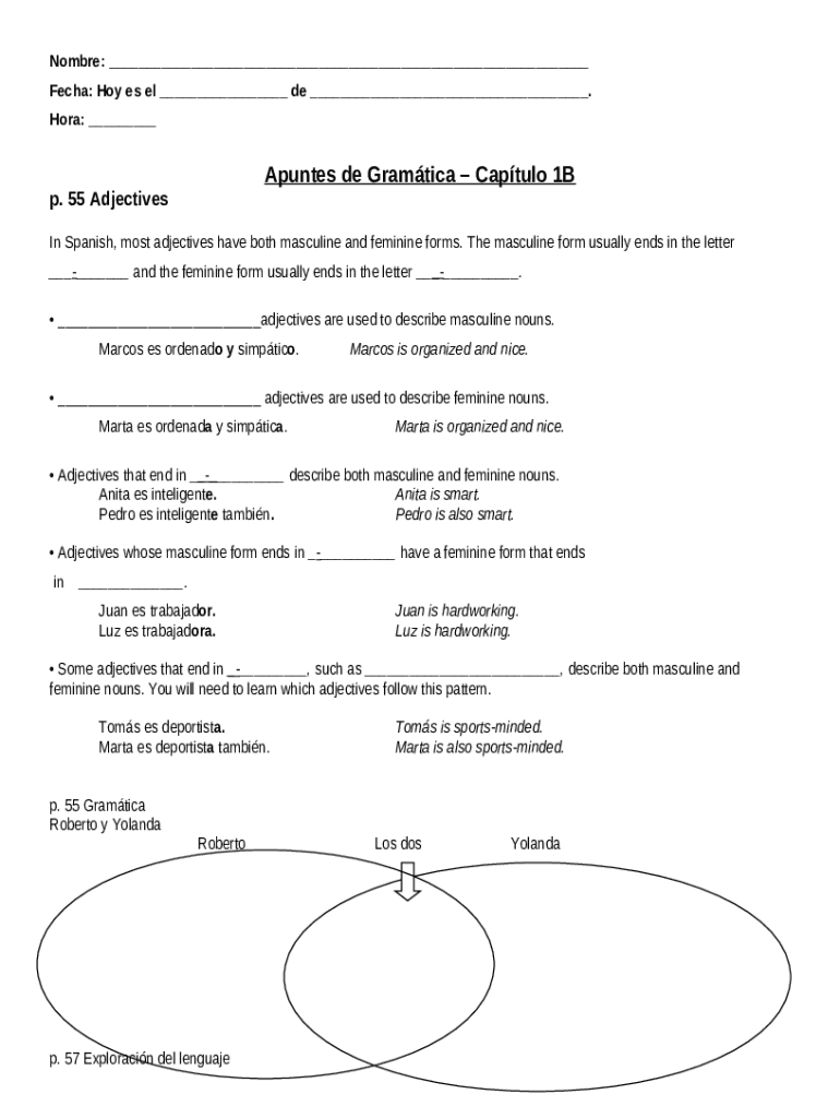 Adjectives P. 55 Realidades ppt video online download Doc Template ...