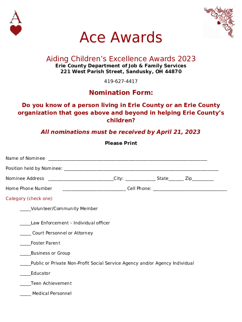 ACE-Nomination--2023 - Erie County Children's Services Doc Template | pdfFiller